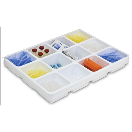 White Polystyrene 12 and 16 Compartment Drawer Organizers — New Star Environmental